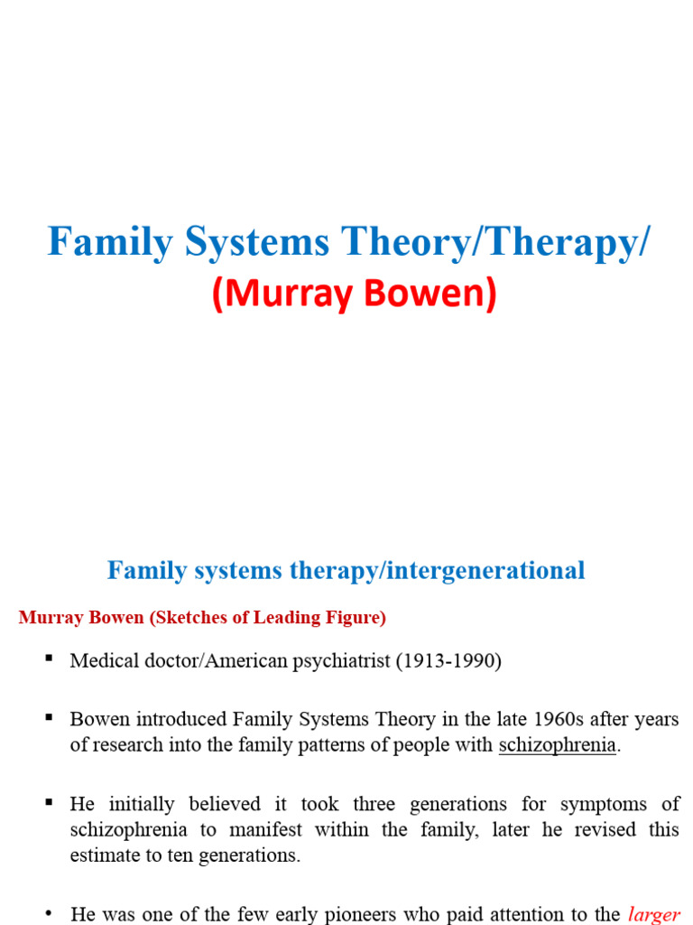 Lecture 4. Bowen Family Systems Therapy | PDF | Anxiety | Family
