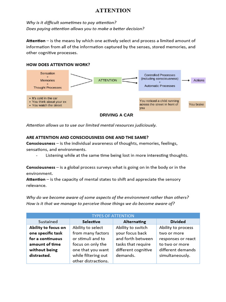 Psy 6 Attention Full | PDF | Attention | Perception