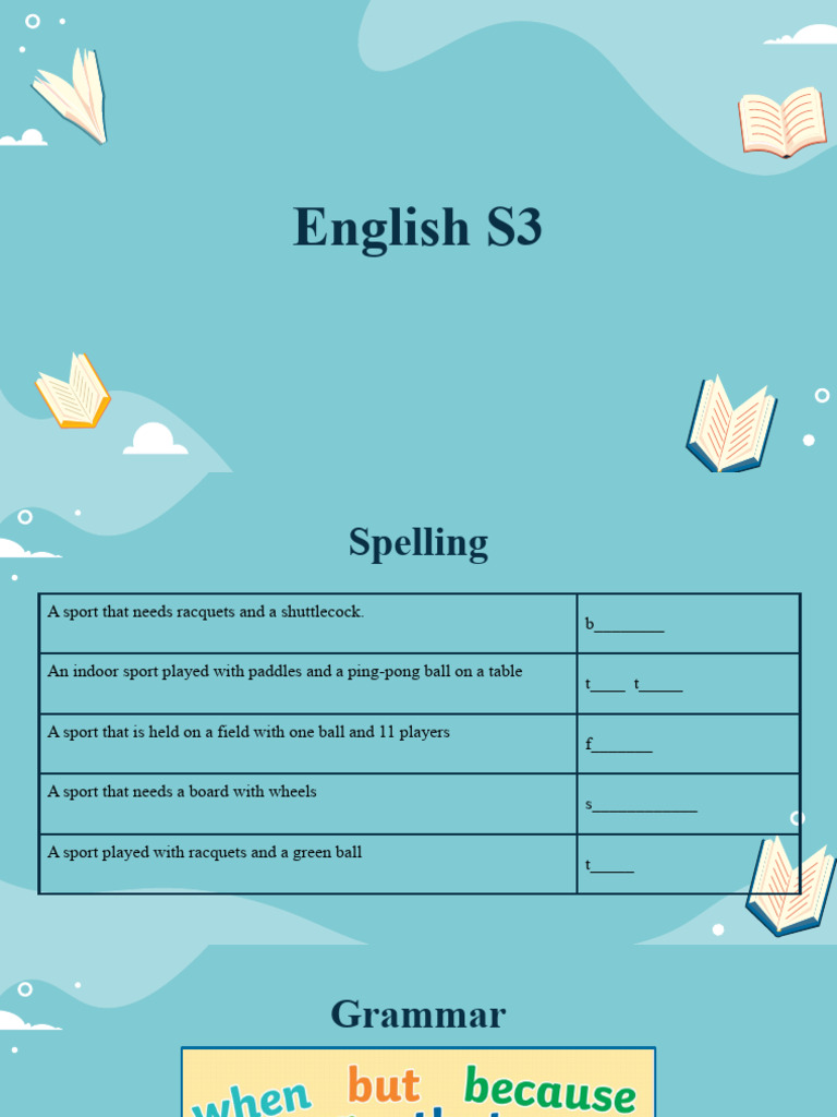 English S3 Sports and Writing Activities | PDF | Sports & Recreation