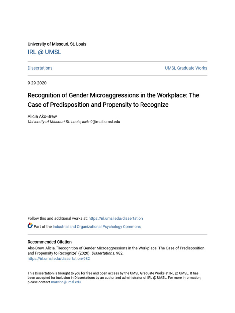 Gender Microaggressions and The Workplace | PDF | Stereotypes | Sexism