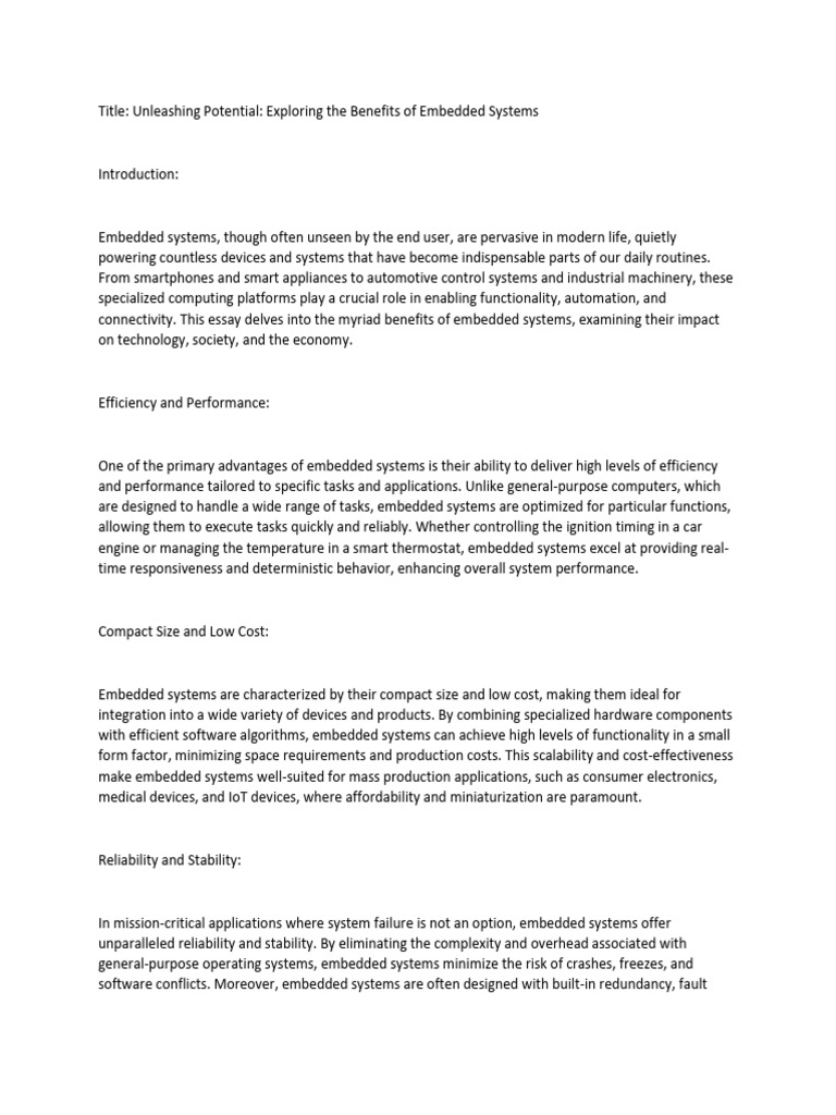 Exploring The Benefits of Embedded Systems | Download Free PDF ... Exploring The Benefits of Embedded Systems | Download Free PDF ...