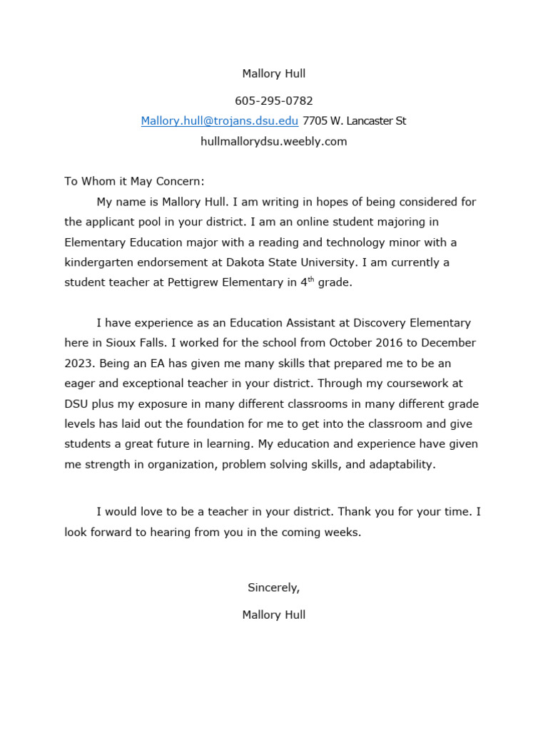 Letter of Intro | PDF