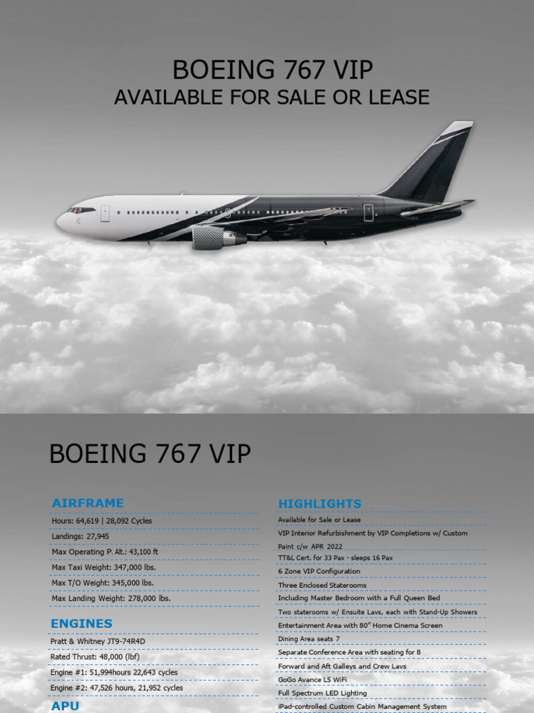 Spec Boeing 767 VIP1 | PDF | Aviation | Aircraft