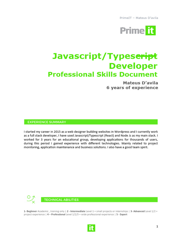 PrimeIT - Competencies File - (Name) | PDF | Web Development | Java Script