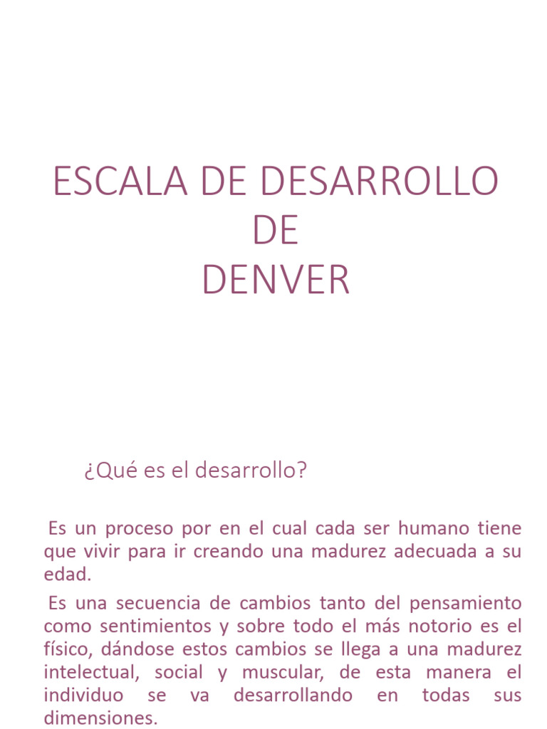 Escala de Desarrollo de Denver2 | PDF | Relaciones personales, crianza ...