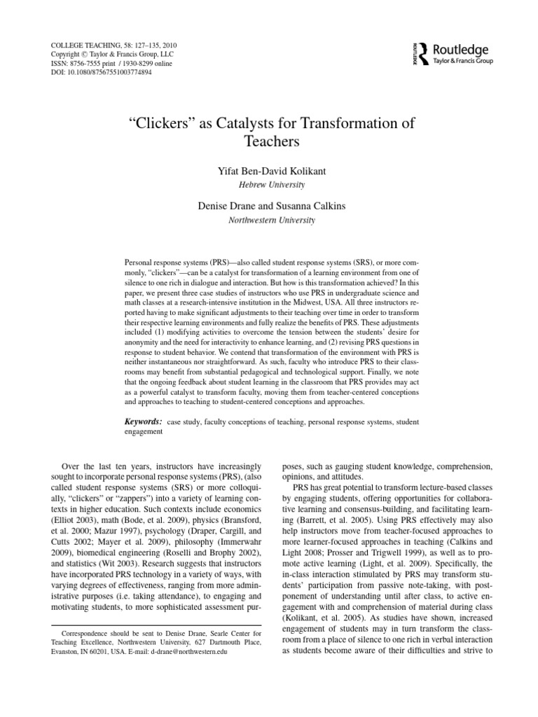 Clickers | PDF | Teachers | Learning