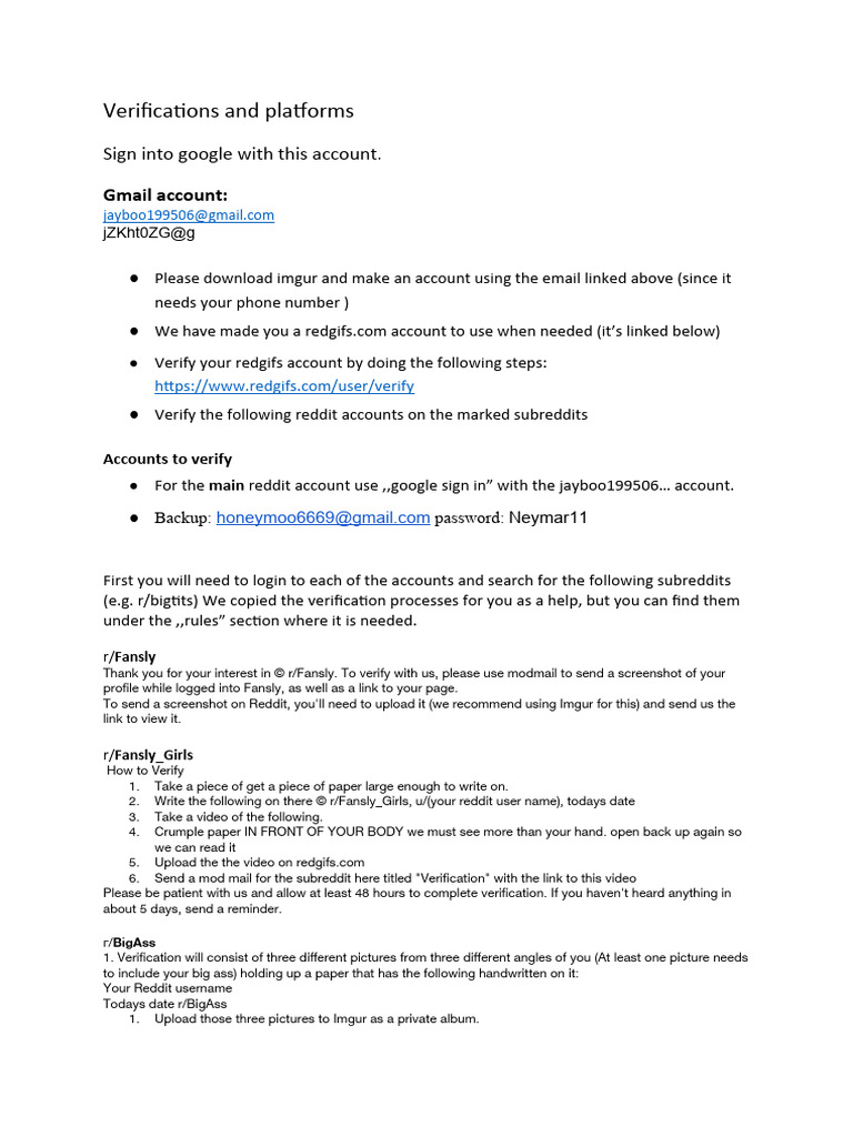 Fansly Verification Instructios | PDF | Login | Gmail