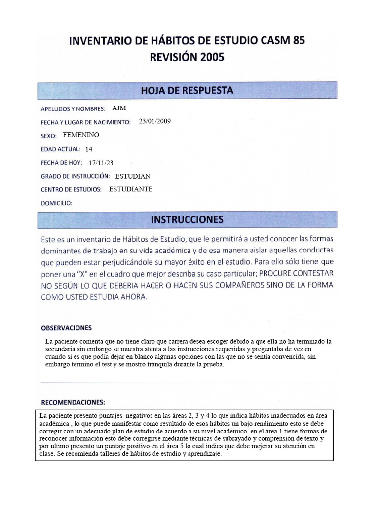 Cuestionario Casm 3 | PDF