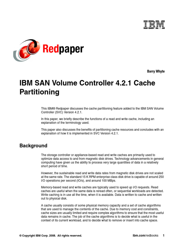 Redp4426 - Apr08 - IBM SAN Volume Controller 4.2.1 Cache Partitioning ...