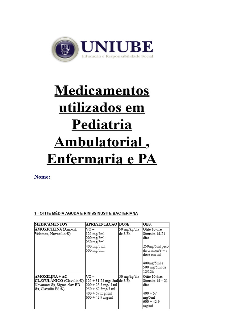 Manual de Medicamentos Pediatria | PDF | Remédio | Especialidades médicas