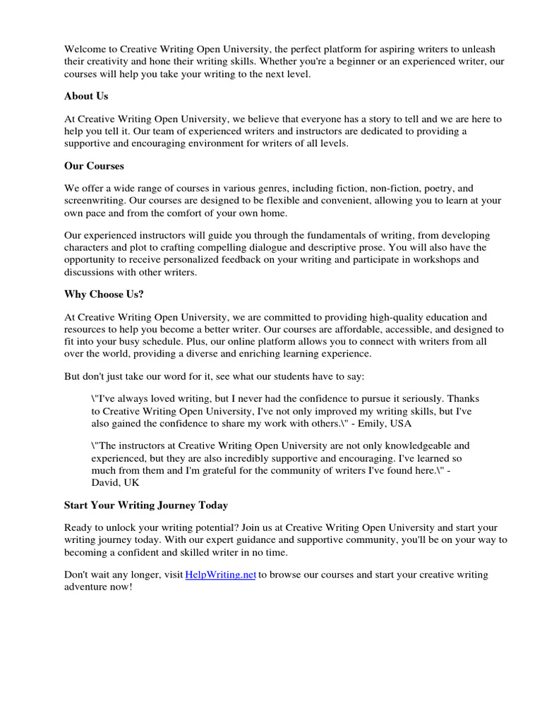 Creative Writing Open University - Unlock Your Writing Potential | PDF ...