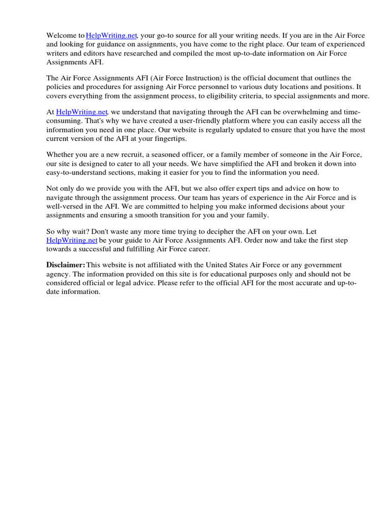Air Force Assignments Afi | PDF