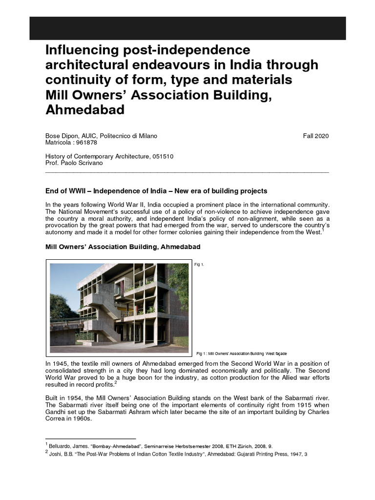 Continuity in Corbusier's Ahmedabad Design | PDF