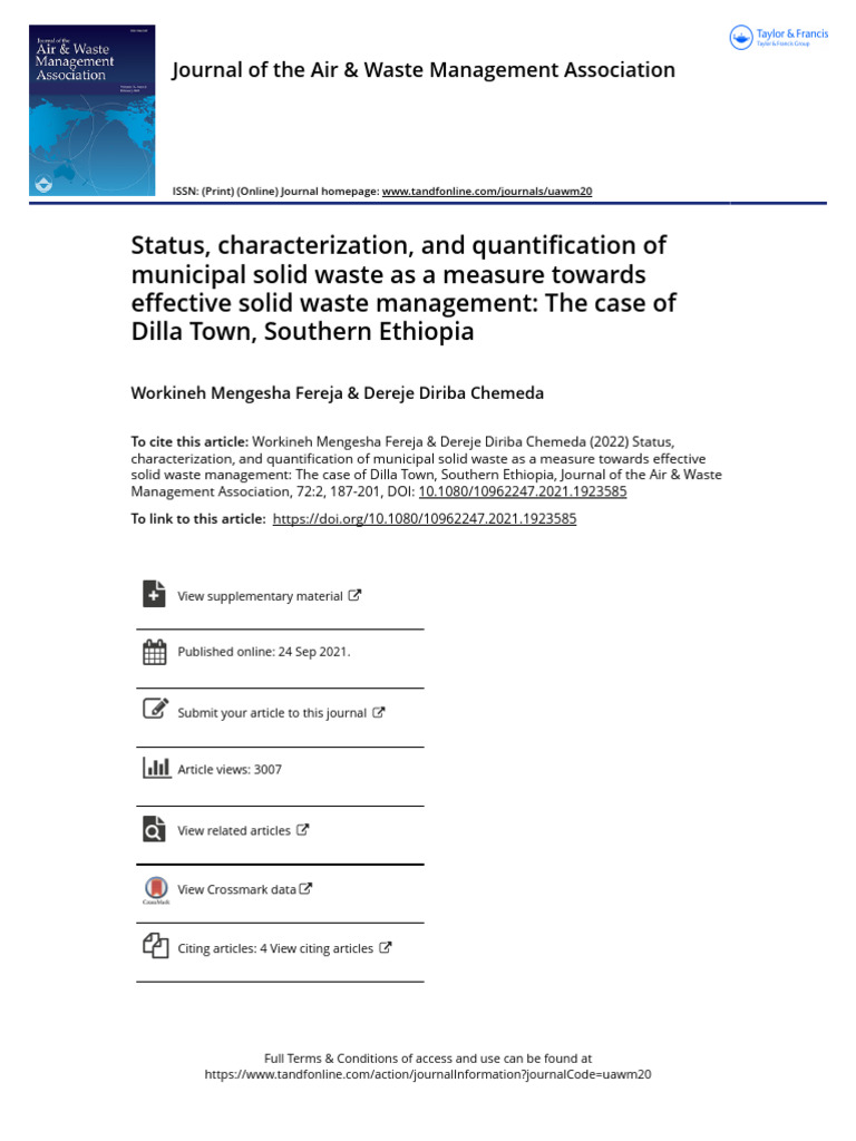Status Characterization and Quantification of Municipal Solid Waste As ...