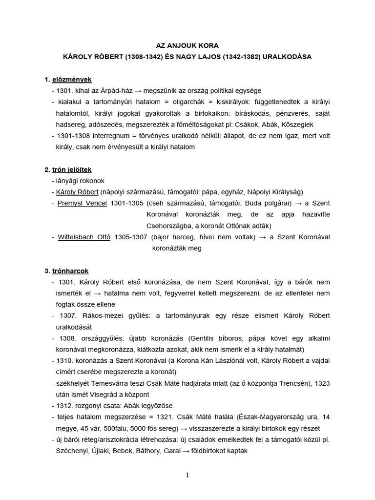 Az Anjouk Magyarországon | PDF