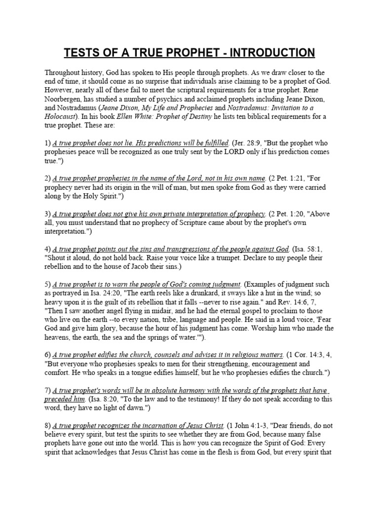Tests of A True Prophet | PDF | Prophet | Prophecy