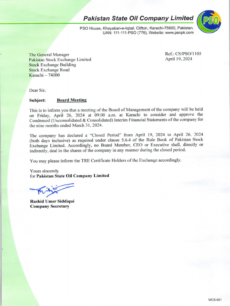 Pakistan State Oil Company Limited | PDF