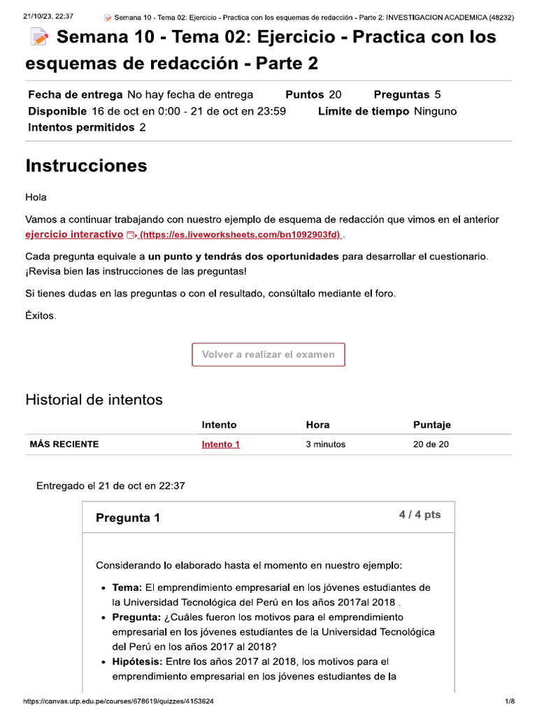 Practica Con Los Esquemas de Redación - Quizz | PDF