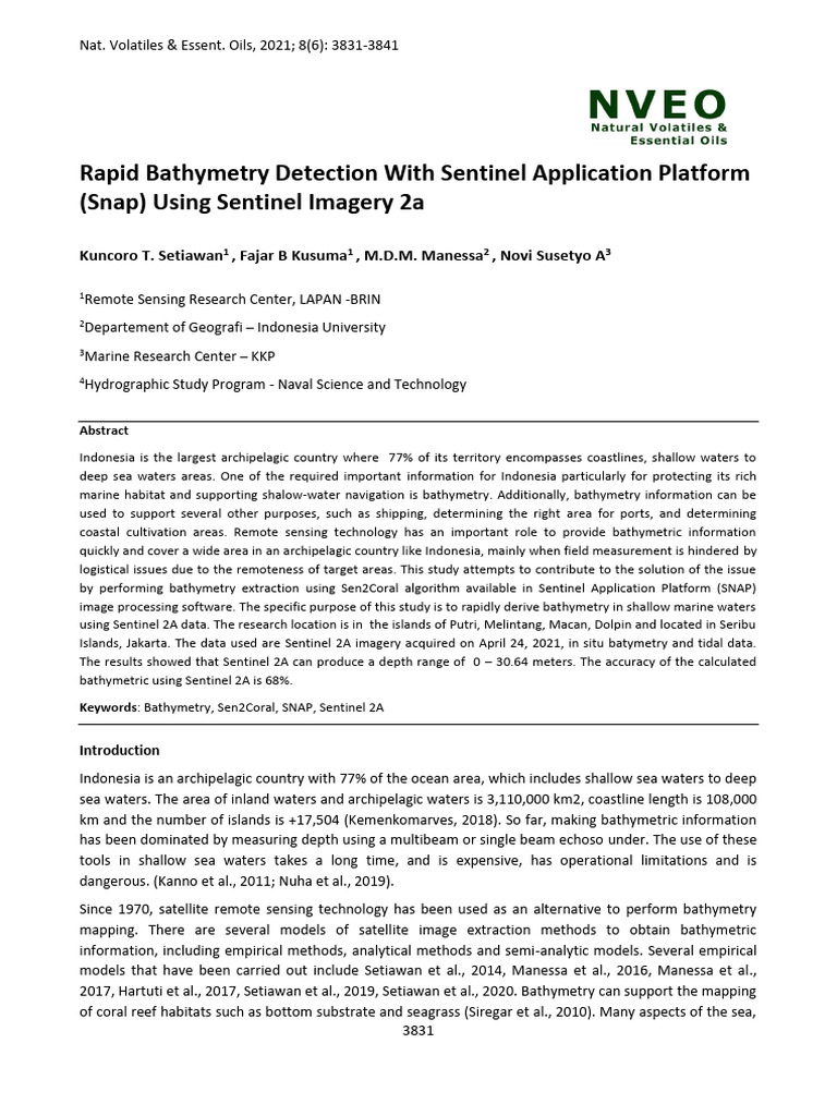 Rapid Bathymetry Detection With Sentinel Application Platform (Snap ...