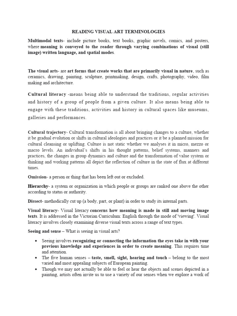 Reading Visual Art Terminologies | PDF | Semiotics | Senses