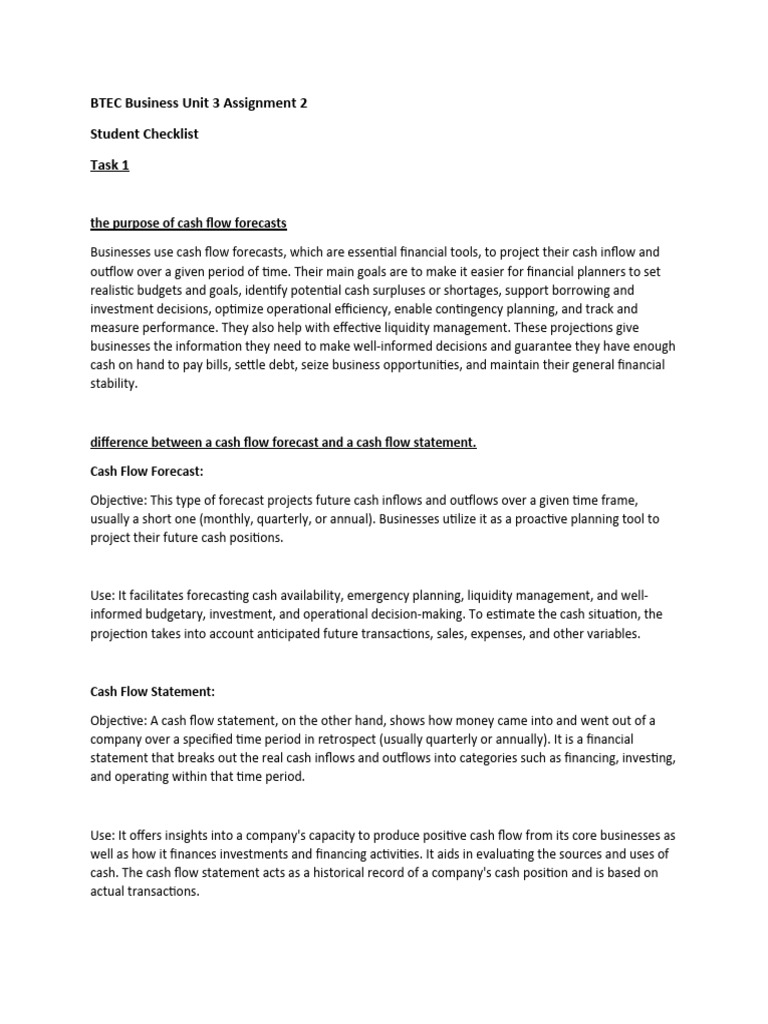 BTEC Business Unit 3 Assignment 2 | PDF | Profit (Economics) | Supply Chain