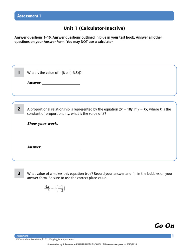 PARCC Practice Test | PDF | Mean