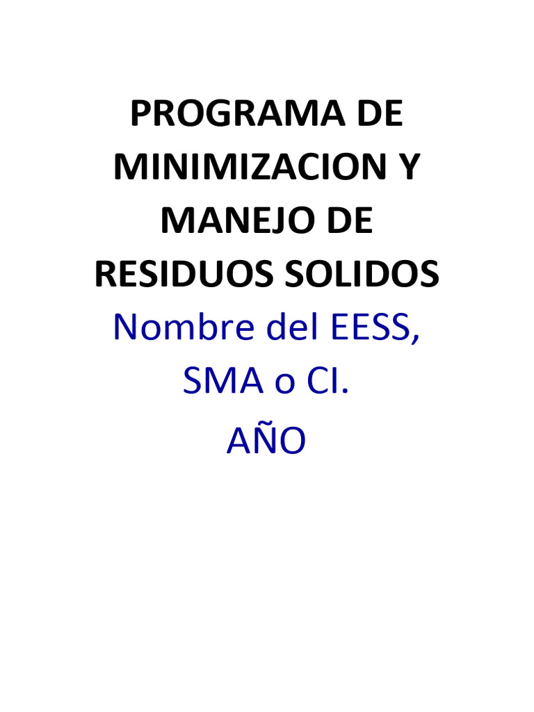 Programa de Minimizacion y Manejo de Residuos Solidos | PDF | Residuos | Combustión