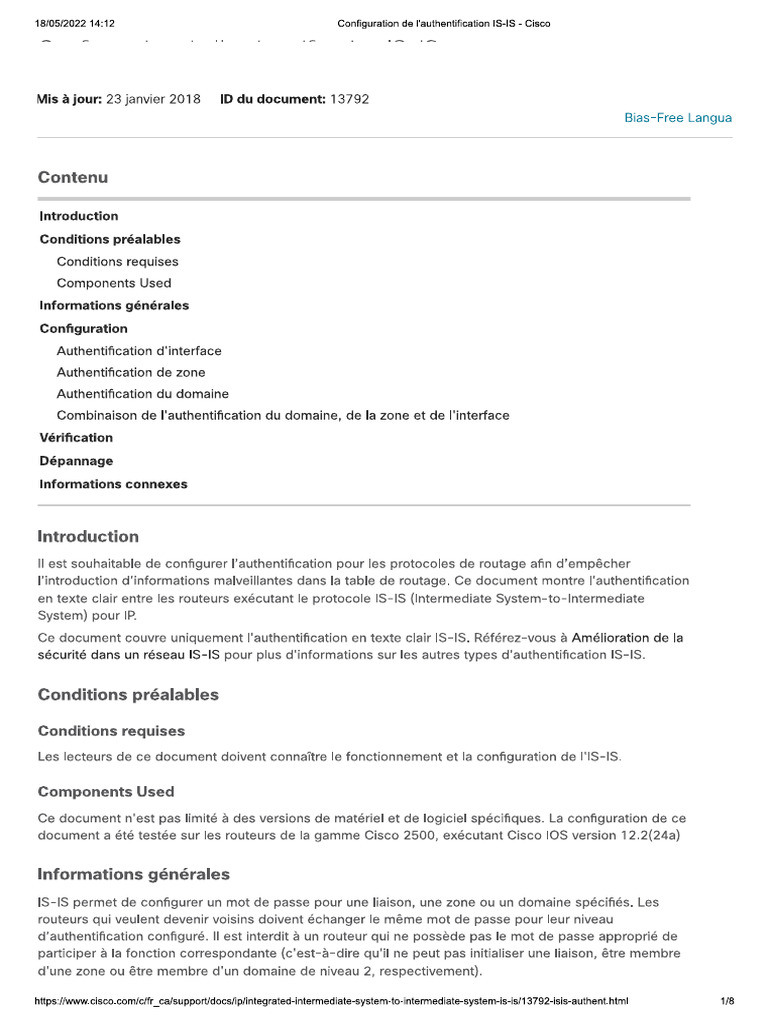 Configuration de L'authentique IS-IS | PDF