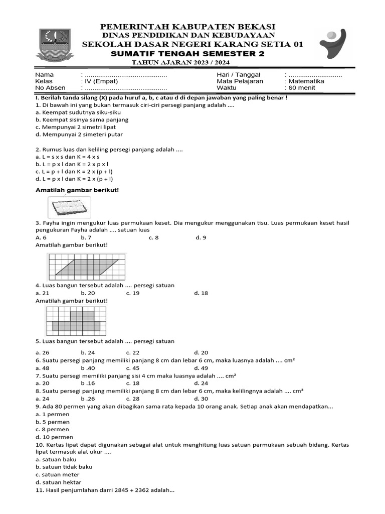 STS Matematika Semester 2 | PDF | Griya & Taman