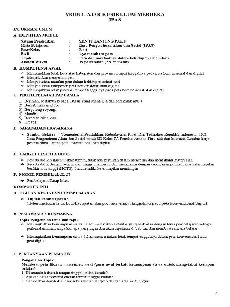 Modul Ajar IPAS KELAS 4 | PDF