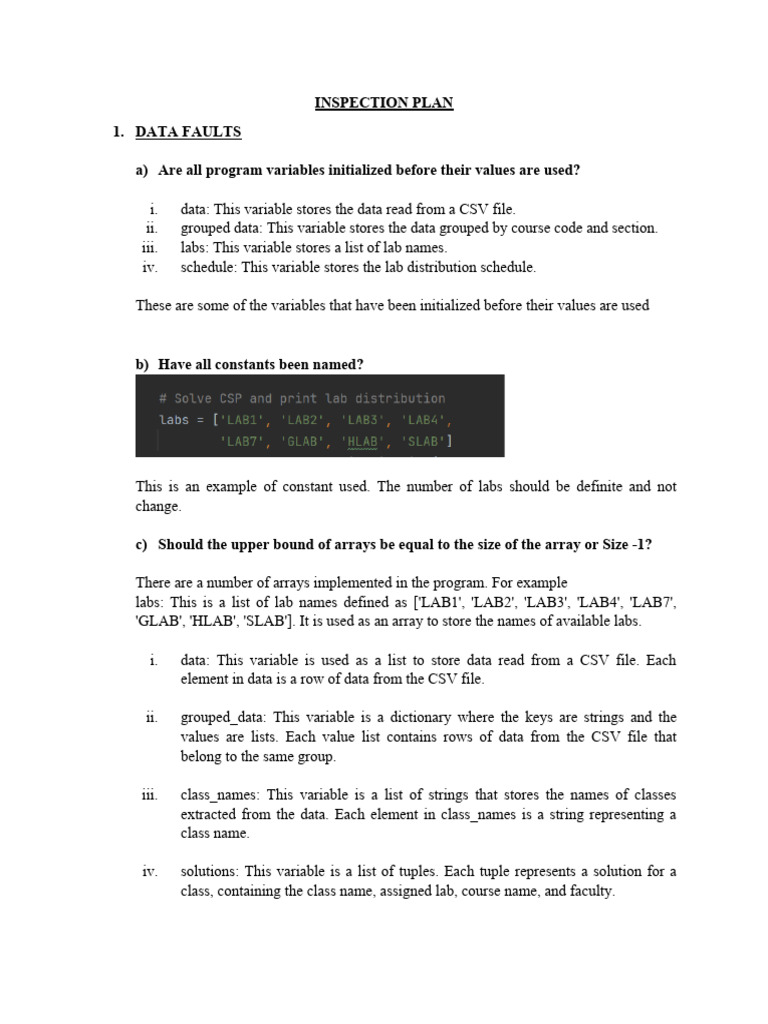 Inspection Plan | Download Free PDF | Parameter (Computer Programming) | Control Flow