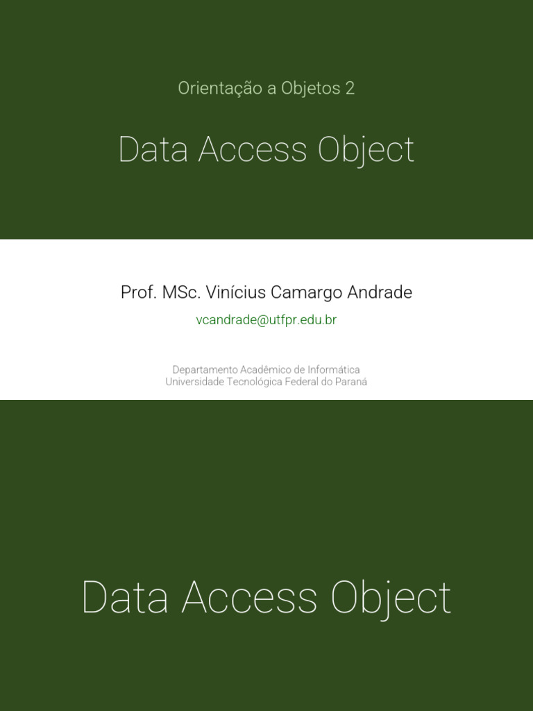 Aula 14 - Data Access Object (DAO) | PDF