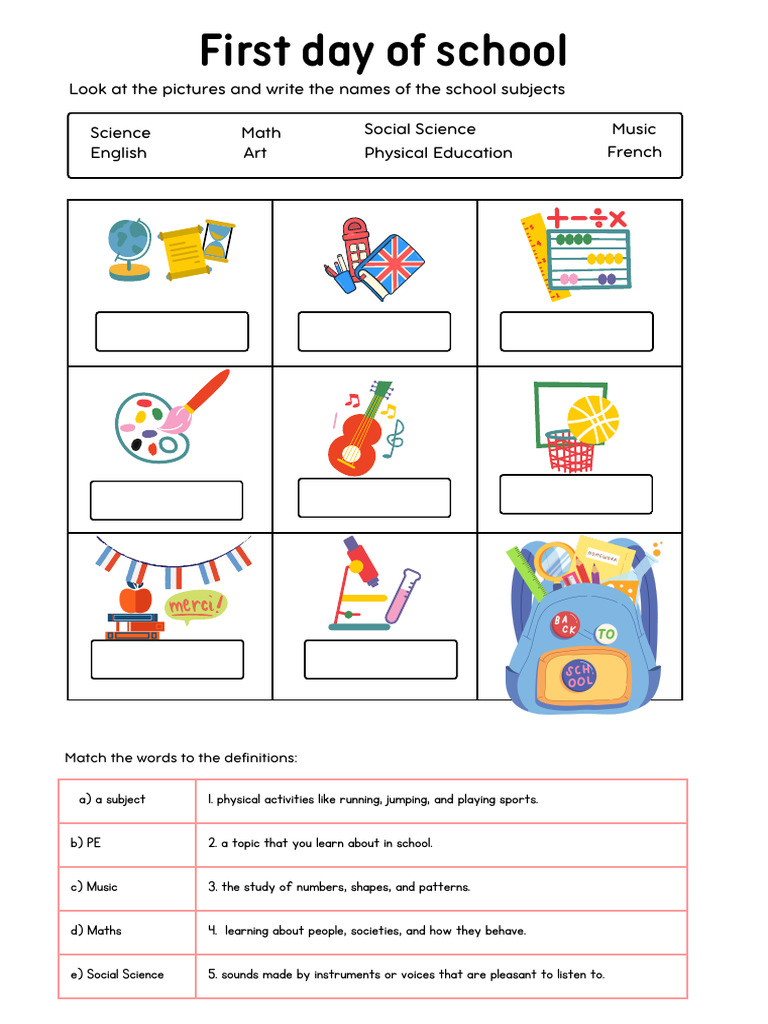 First Day of School Worksheet | PDF | English Language | Human ...