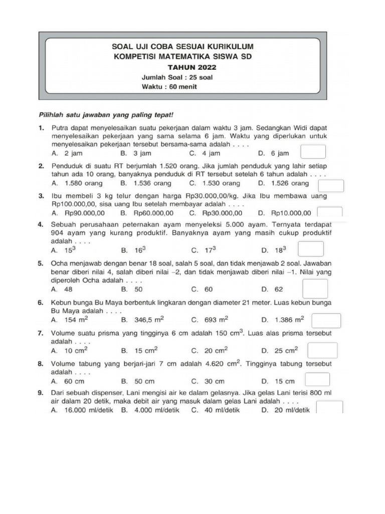 Soal Omnas 2 SD Kelas 6 - 20240424 | PDF