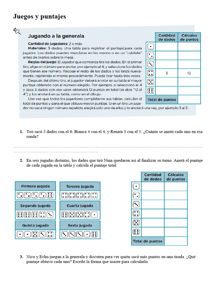 Primeras Semanas de Clase Juegos y Puntajes | PDF | Hogar, jardinería y ...