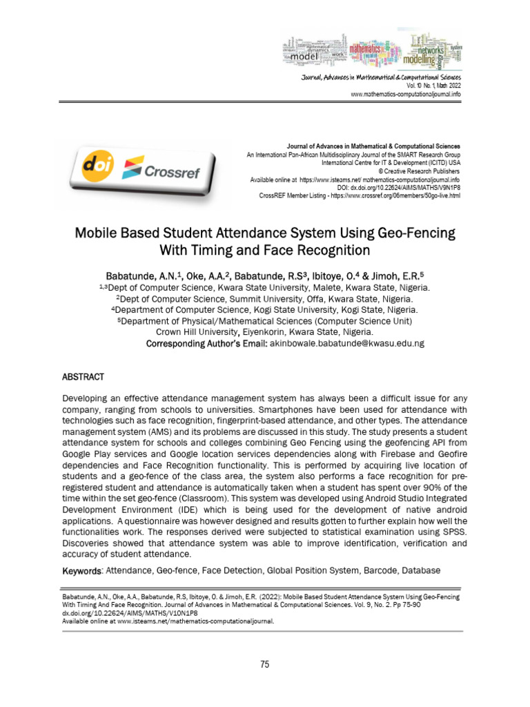 Mobile Based Student Attendance System Using Geo Fencing 131mn39g | PDF | Android (Operating ...