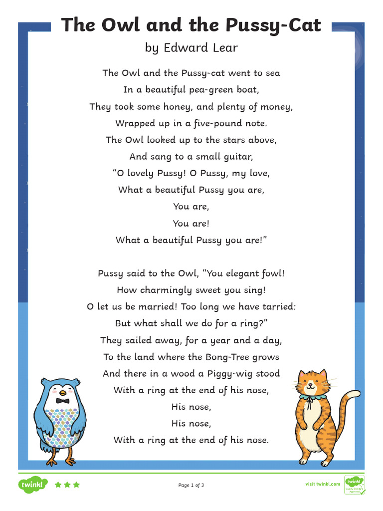 The Owl and Pussycat Reading Booklet | PDF