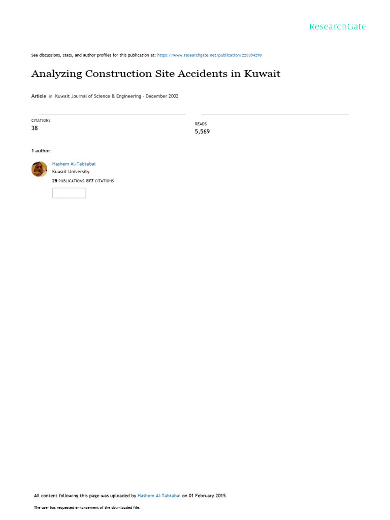 Analyzing Construction Site Accidents in Kuwait | PDF | Safety | Accidents