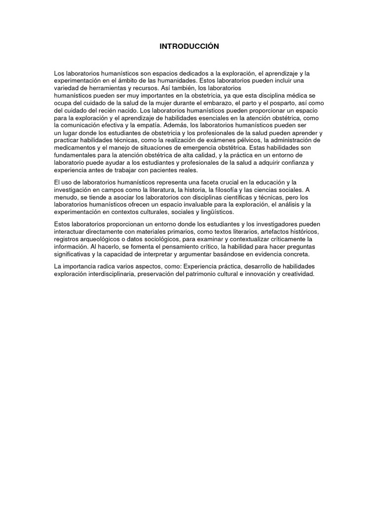 Importancia de los Laboratorios Humanísticos en Obstetricia | PDF ...