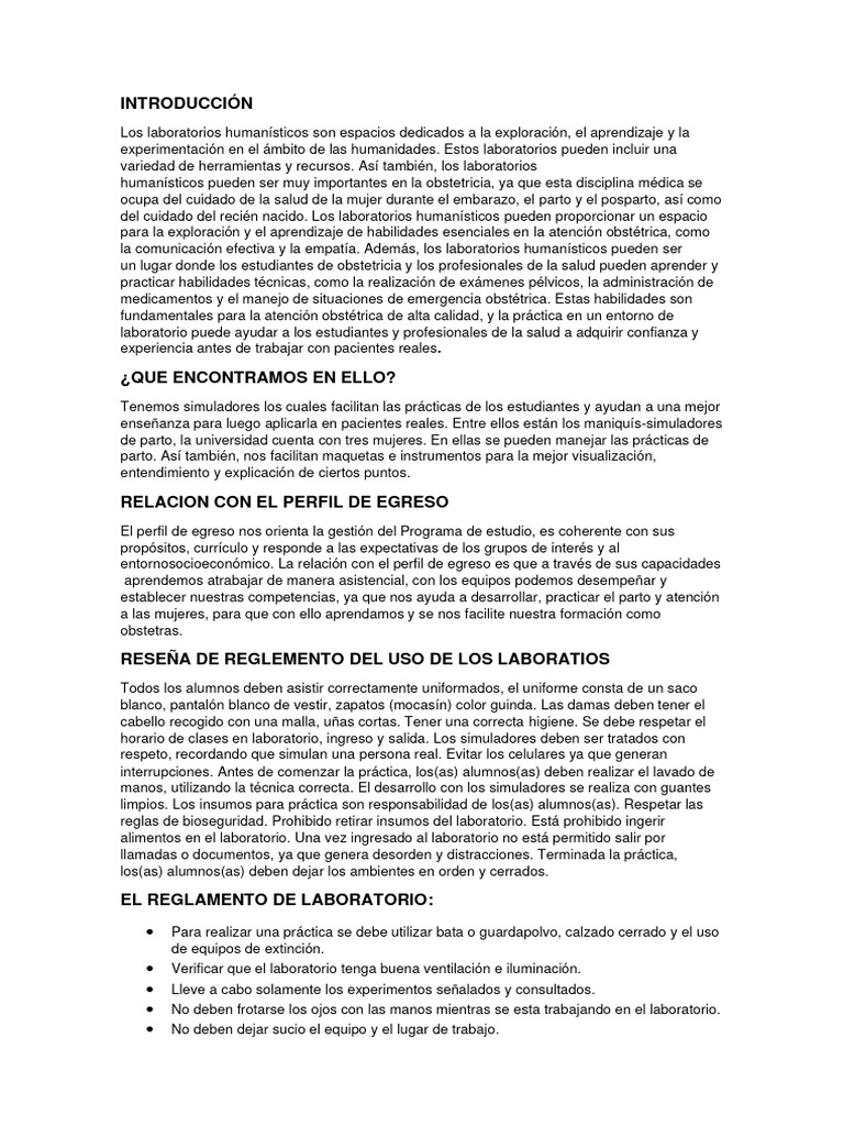 Importancia de Laboratorios Humanísticos en Obstetricia | PDF ...
