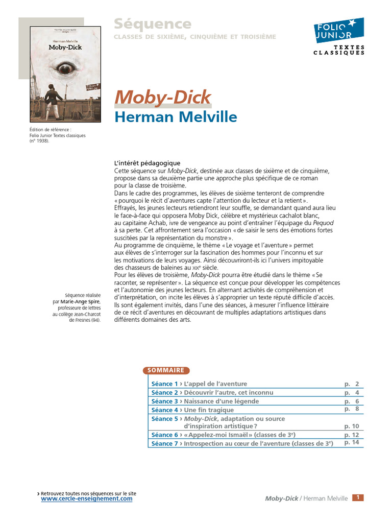 Séquence Pédagogique sur Moby-Dick | PDF | Moby Dick | Capitaine Achab