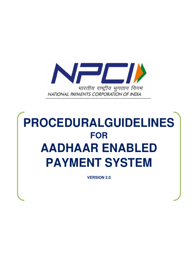 AePS Procedural Guidelines Version 2.0 | PDF | Automated Teller Machine ...
