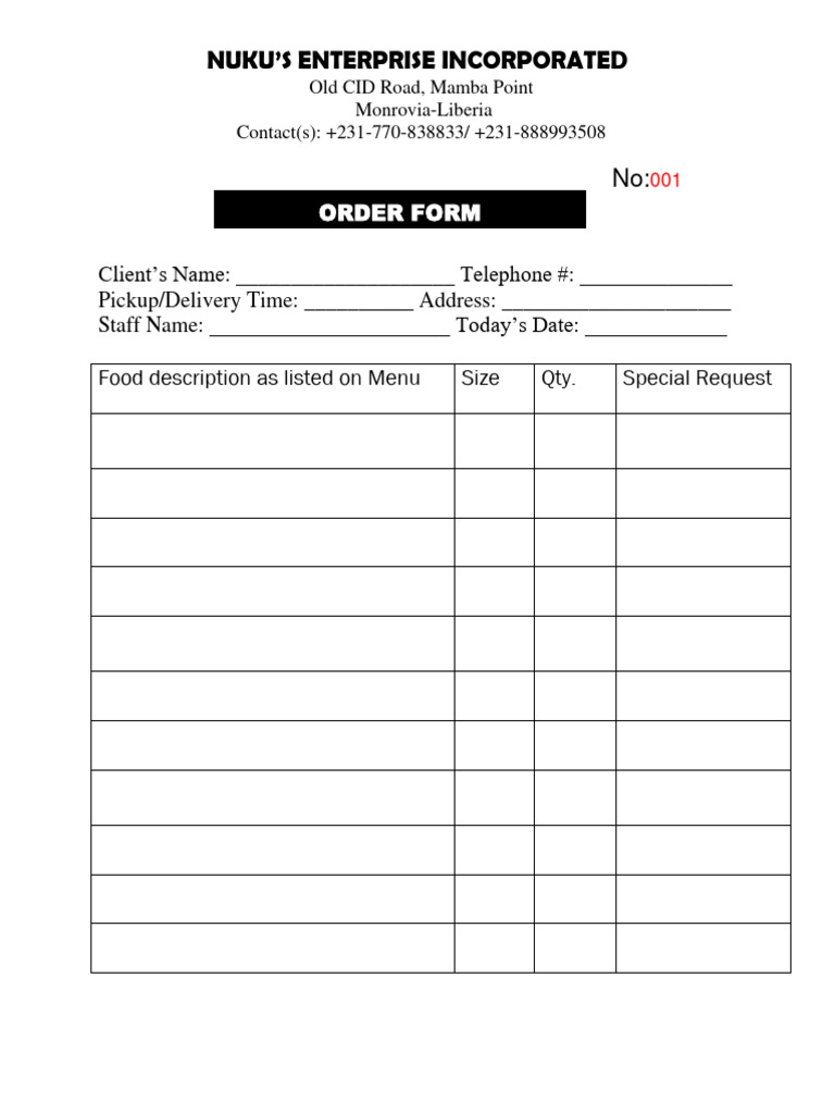 Preorder and Order Form | PDF