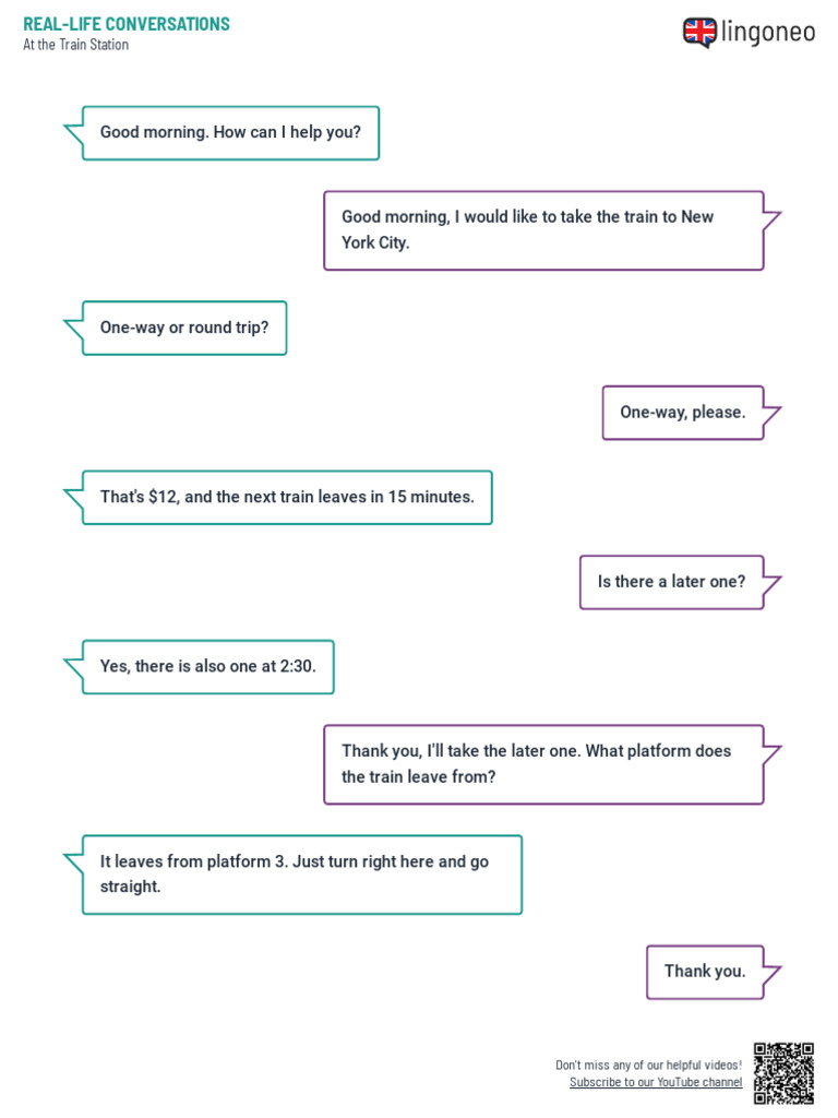 At The Train Station - Dialogue | PDF