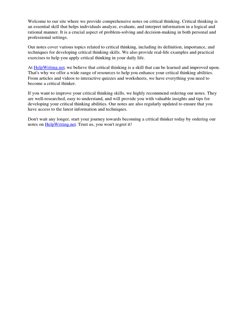 Critical Thinking Notes | Download Free PDF | Critical Thinking | Thought