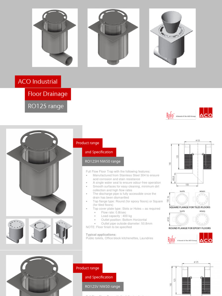 Aco Ro125 Range | PDF | Pipe (Fluid Conveyance) | Stainless Steel