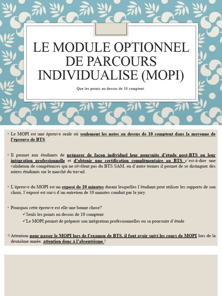 Présentation Du MOPI | PDF