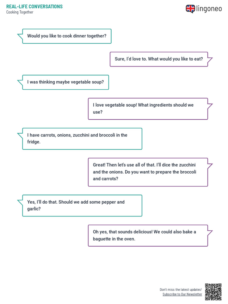 Cooking Together - Dialogue | PDF | Cooking | Zucchini