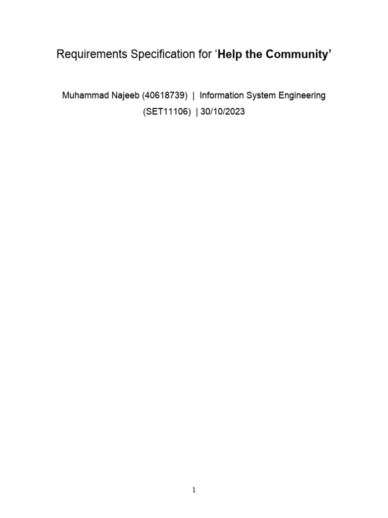 Requirements Specification For Help The Community' | PDF | Databases | Cloud Computing