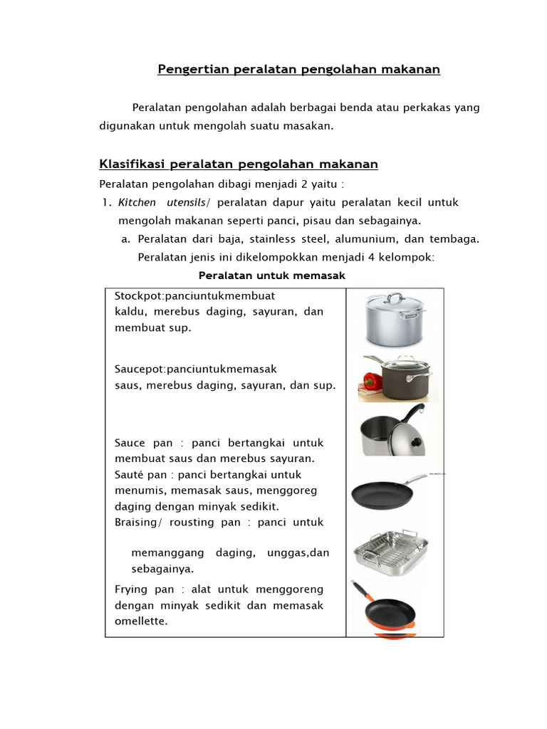 Peralatan Dapur dan Fungsinya | PDF | Memasak, Makanan, & Anggur